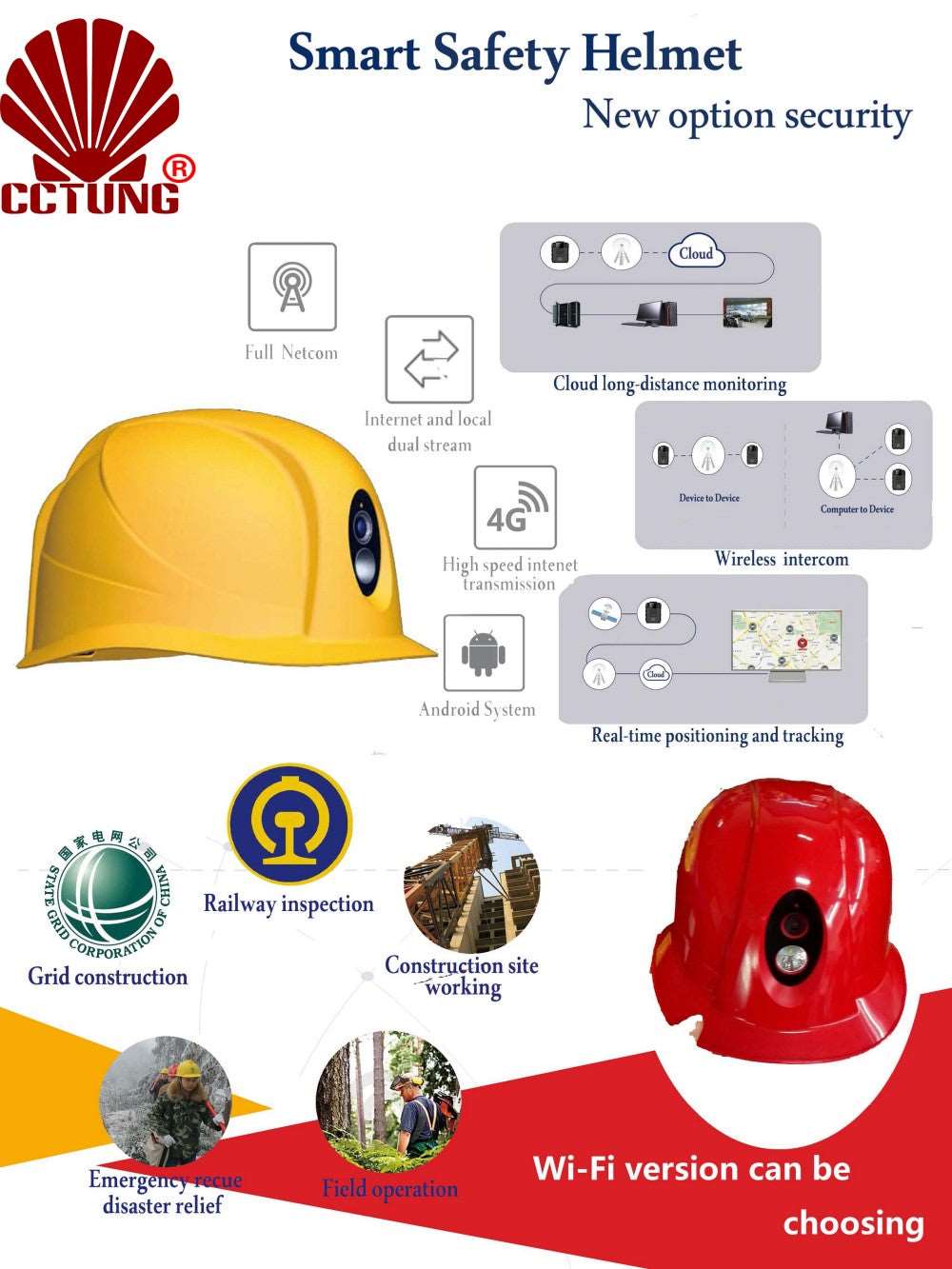 4G Smart Helmet HD Camera with Beidou Positioning Bluetooth Wireless t ...