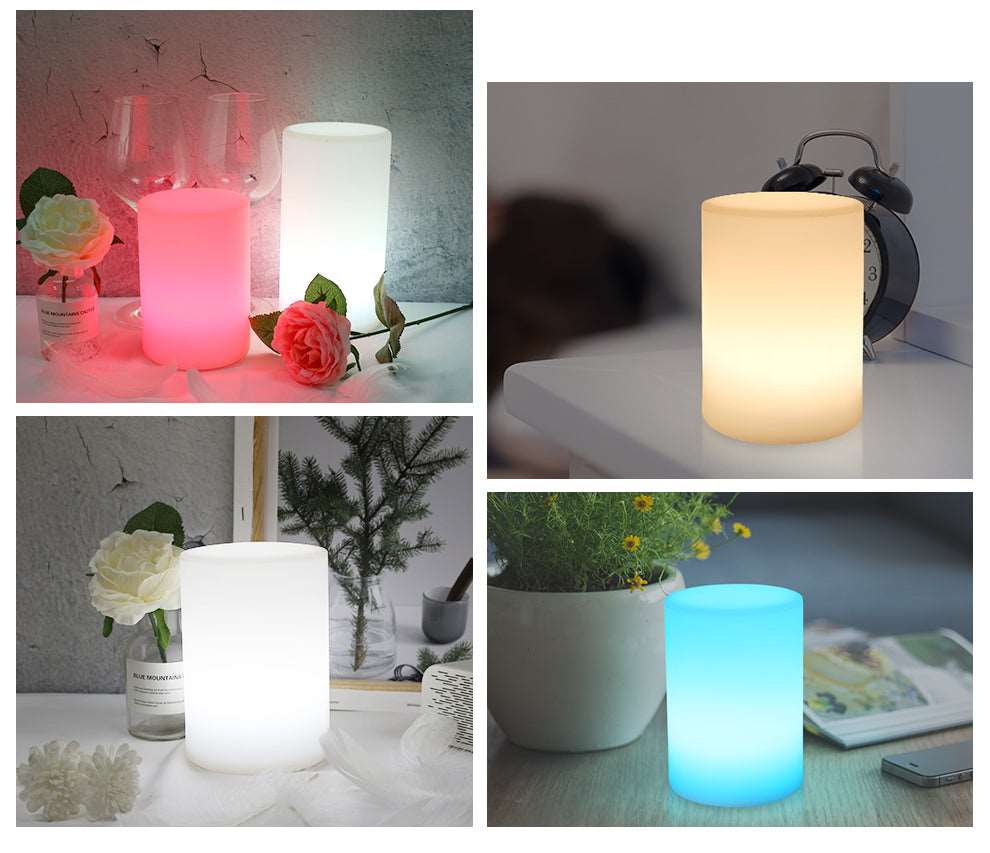 Cylinder Shape WiFi Smart Table Lamp Compatible with Alexa Voice Contr ...