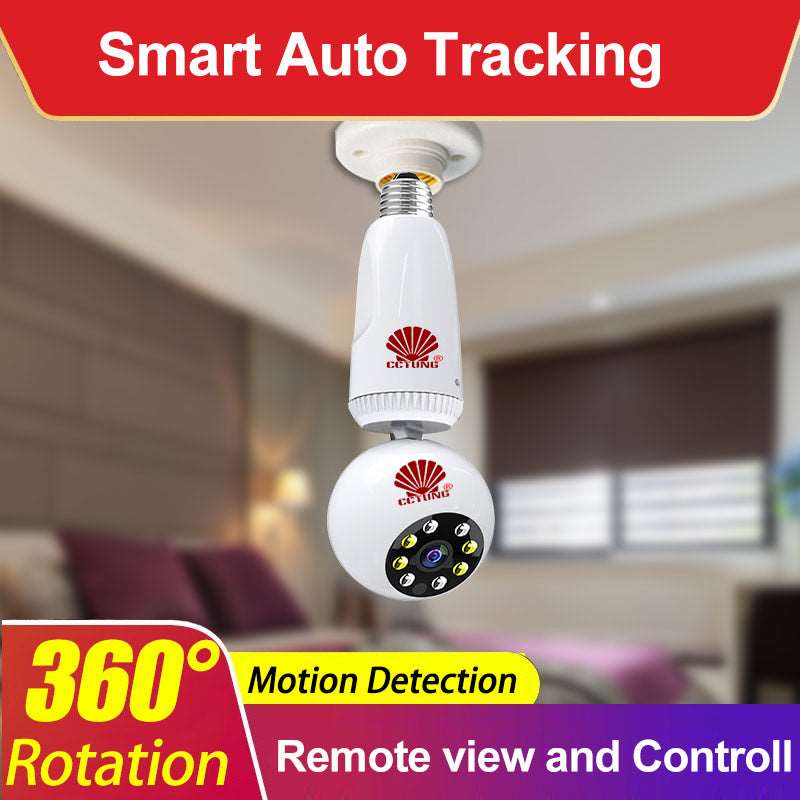 360 Degree Rotation Smart Auto Tracking PTZ Bulb Shape Wifi Camera wit ...