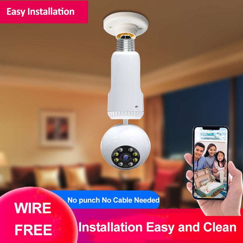 360 Degree Rotation Smart Auto Tracking PTZ Bulb Shape Wifi Camera wit ...