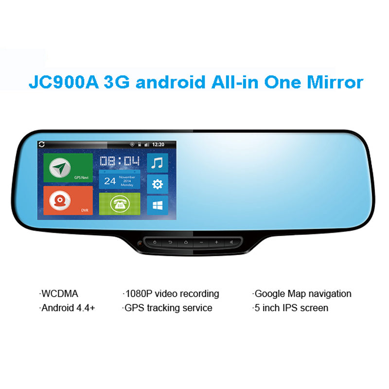3G Android Car Strap version Mirror with Google Map Navigation GPS Tra ...