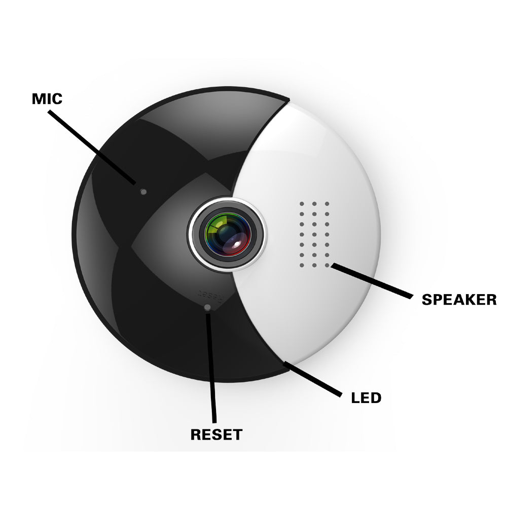 360 Moon VR Panoramic WIFI 1.3MP IP Camera with Dual Stream Live Image ...