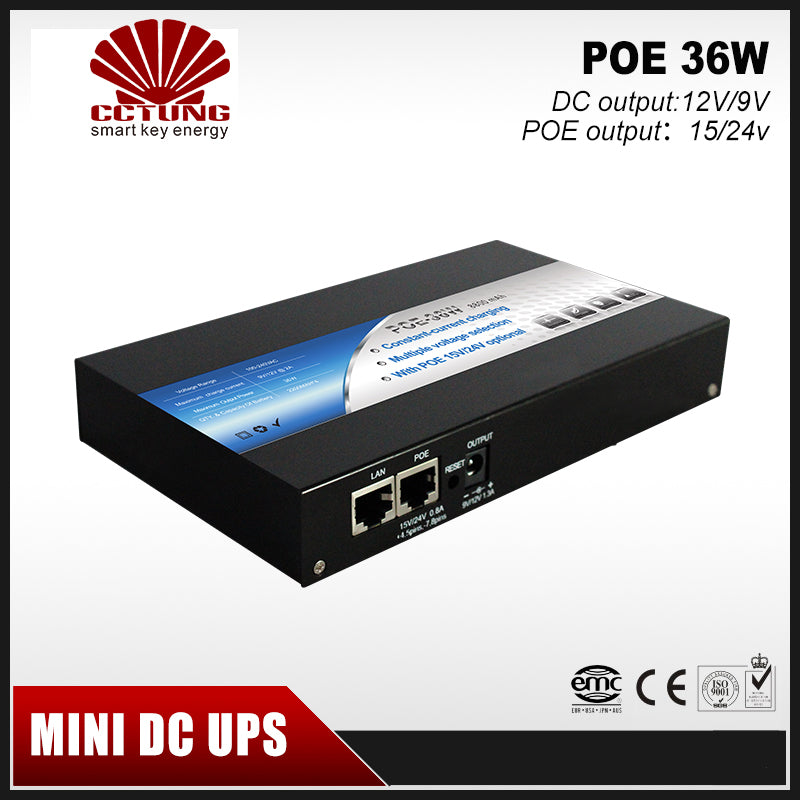 Mini Portable UPS with 15/24VDC POE (Power Over Ethernet) & 9/12VDC In ...